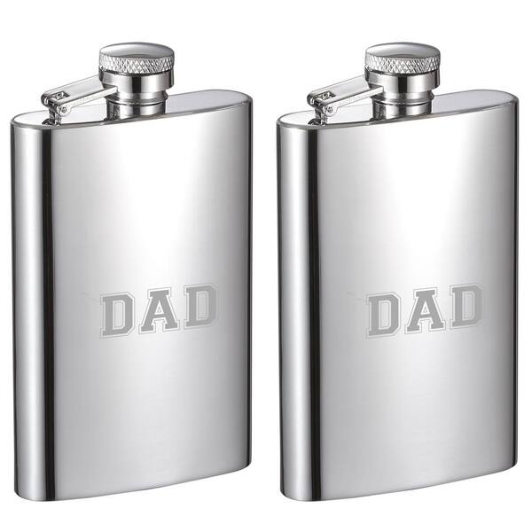 Visol Dad Edition 4 oz. Mini Mirrored Stainless Steel Liquor Flask (Set ...