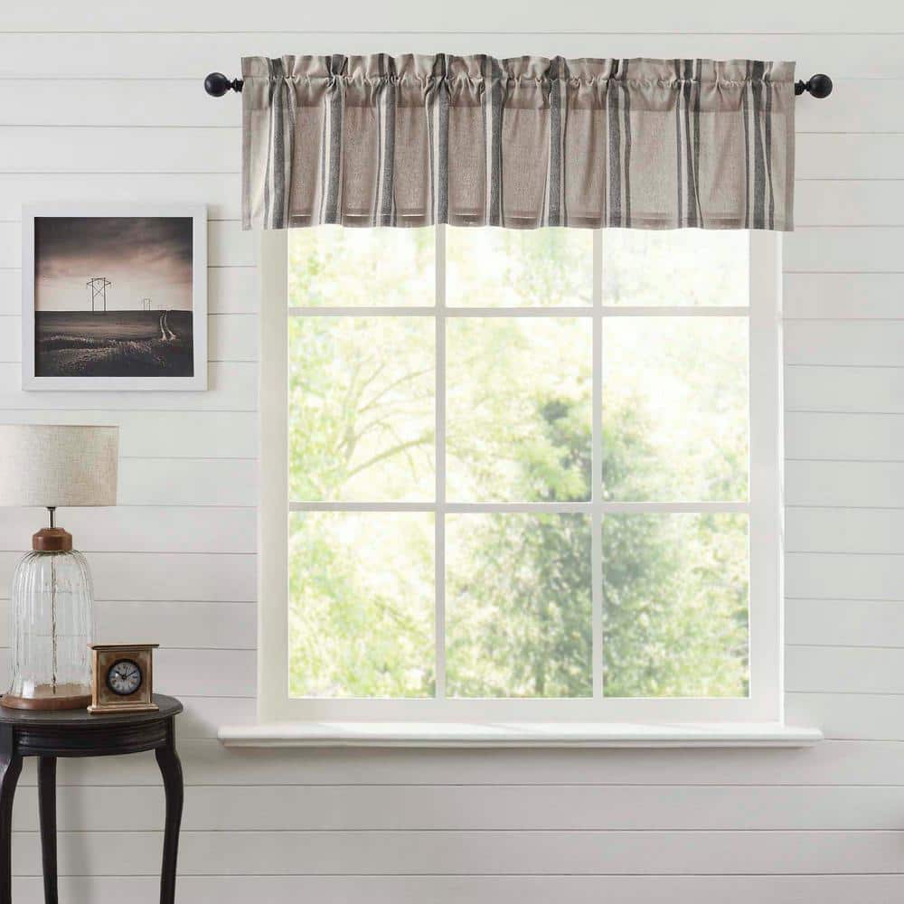 VHC BRANDS Grain Sack 72 in. L x 16 in. W Cotton Valance in Charcoal ...