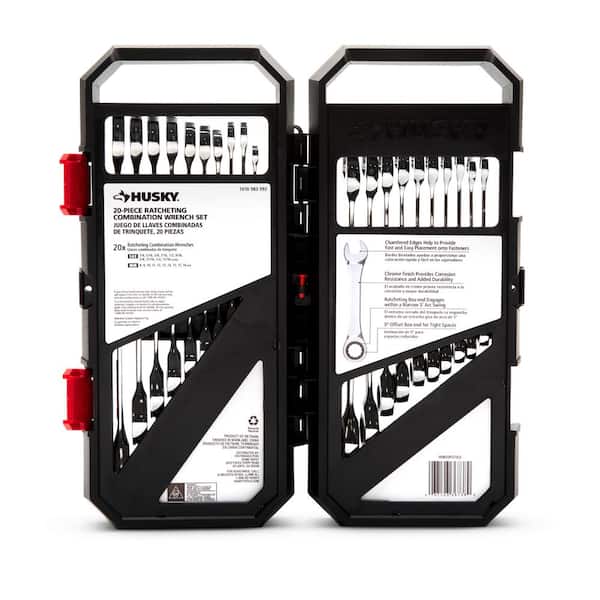 Husky 72 Tooth Ratcheting SAE MM Combination Wrench Set 20 Piece HRW20PCFOLD The Home Depot