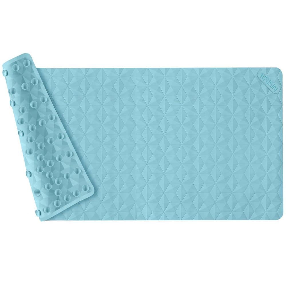 Wudkey 35 in. x 17 in. Non Slip Natural Rubber Bathtub Mat in Blue with ...