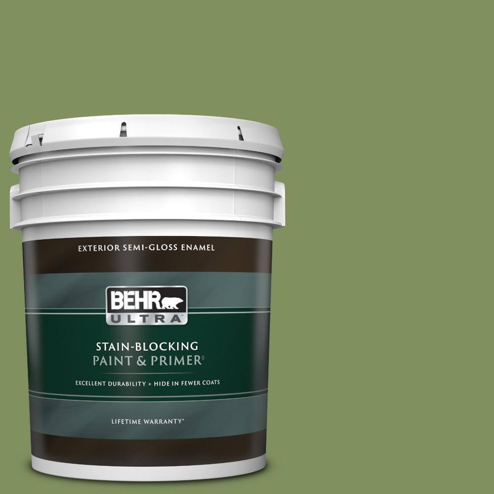 BEHR ULTRA 5 gal. #PPU10-03 Green Energy Semi-Gloss Enamel Exterior ...