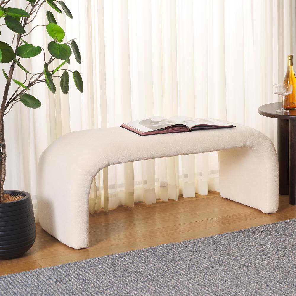 SAFAVIEH Tenko Cream Entryway Bench With Cushion 44.69 in. BCH1300J ...