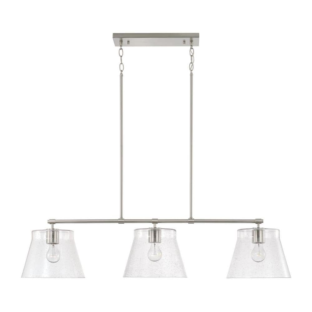HOMEPLACE LIGHTING Baker 44.5 in. W x 10 in. H 3-Light Brushed Nickel ...