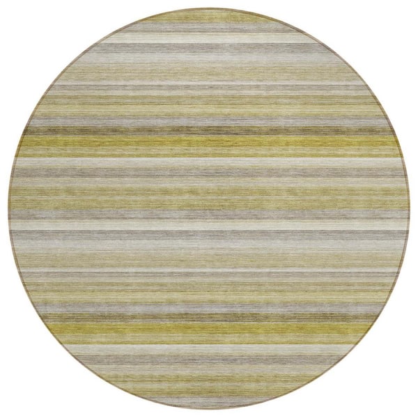 HomeRoots Wheat 8 ft. Round Woven Striped Polyester Round Indoor ...