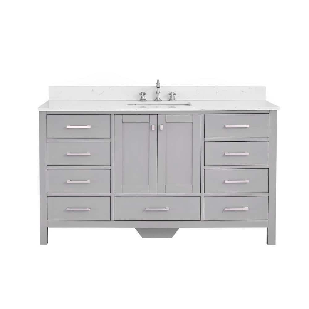 PROOX Enliven 60 in. Single Sink Freestanding Gray Bath Vanity with ...