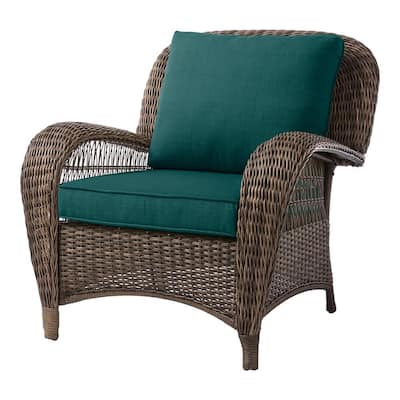 Hampton Bay Beacon Park Brown Wicker Outdoor Patio Chaise Lounge with ...