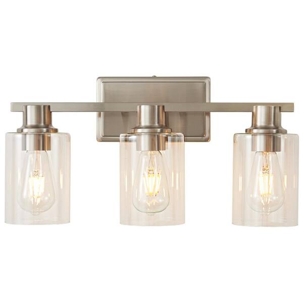 Deyidn Farmhouse 19.68 in. 3-Light Nickel Modern Industrial Indoor ...