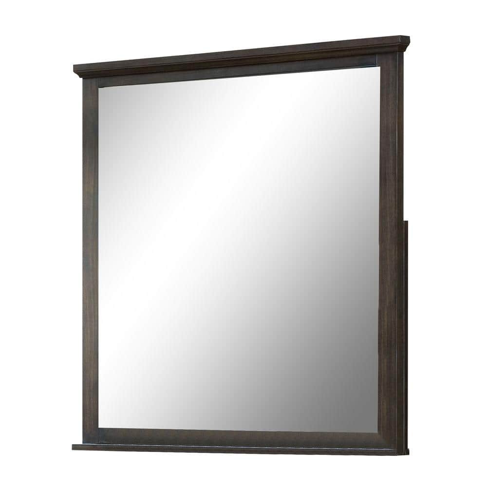 Benjara 40 in. x 40 in. Modern Rectangle Wooden Framed Walnut Brown ...