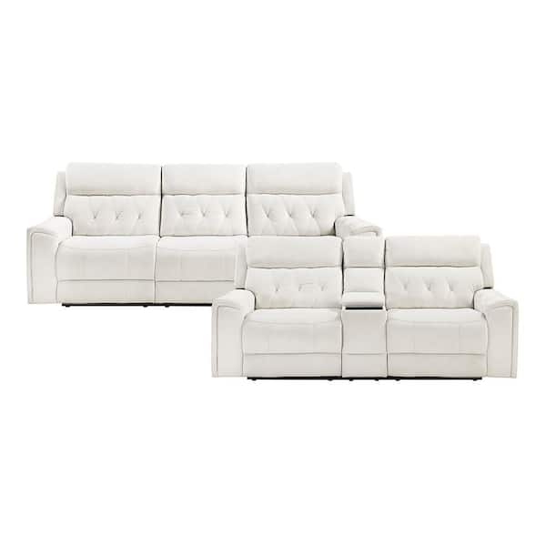 Lazzara Korlan 98 in. W Straight Arm Microfiber Rectangle 2-Piece Power ...