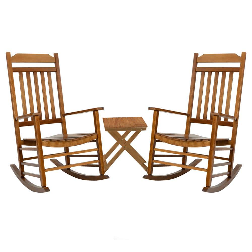 KOZYARD Porch Rocker Solid Black Wood Outdoor Rocking Chair Set of 2 ...