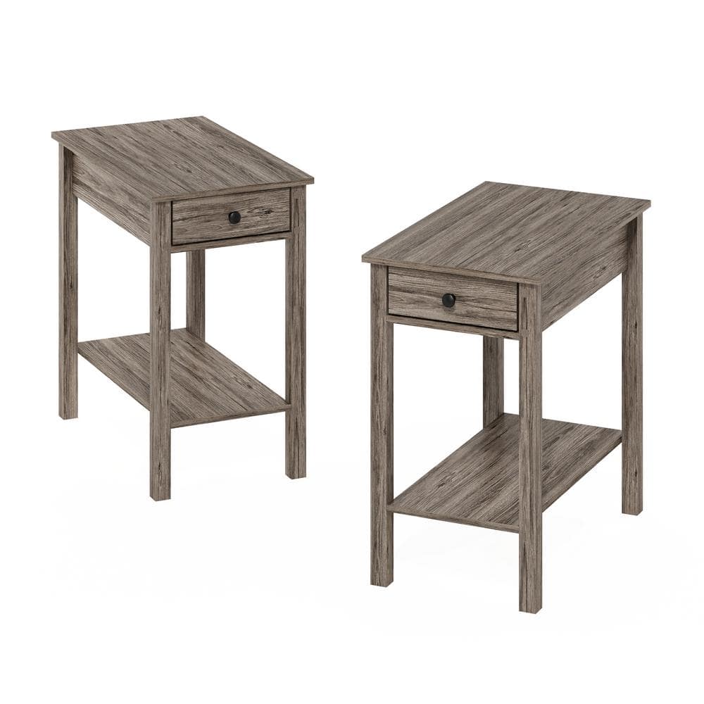 Furinno Montale 12.8 in. Rustic Oak Rectangle/Long Wood Side Table with ...