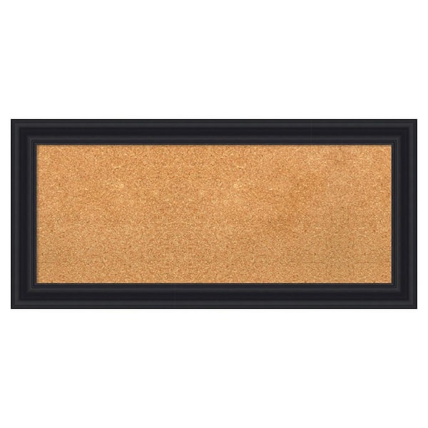 Amanti Art Dalat Black 34 in. x 16 in. Poly Framed Natural Cork Memo ...