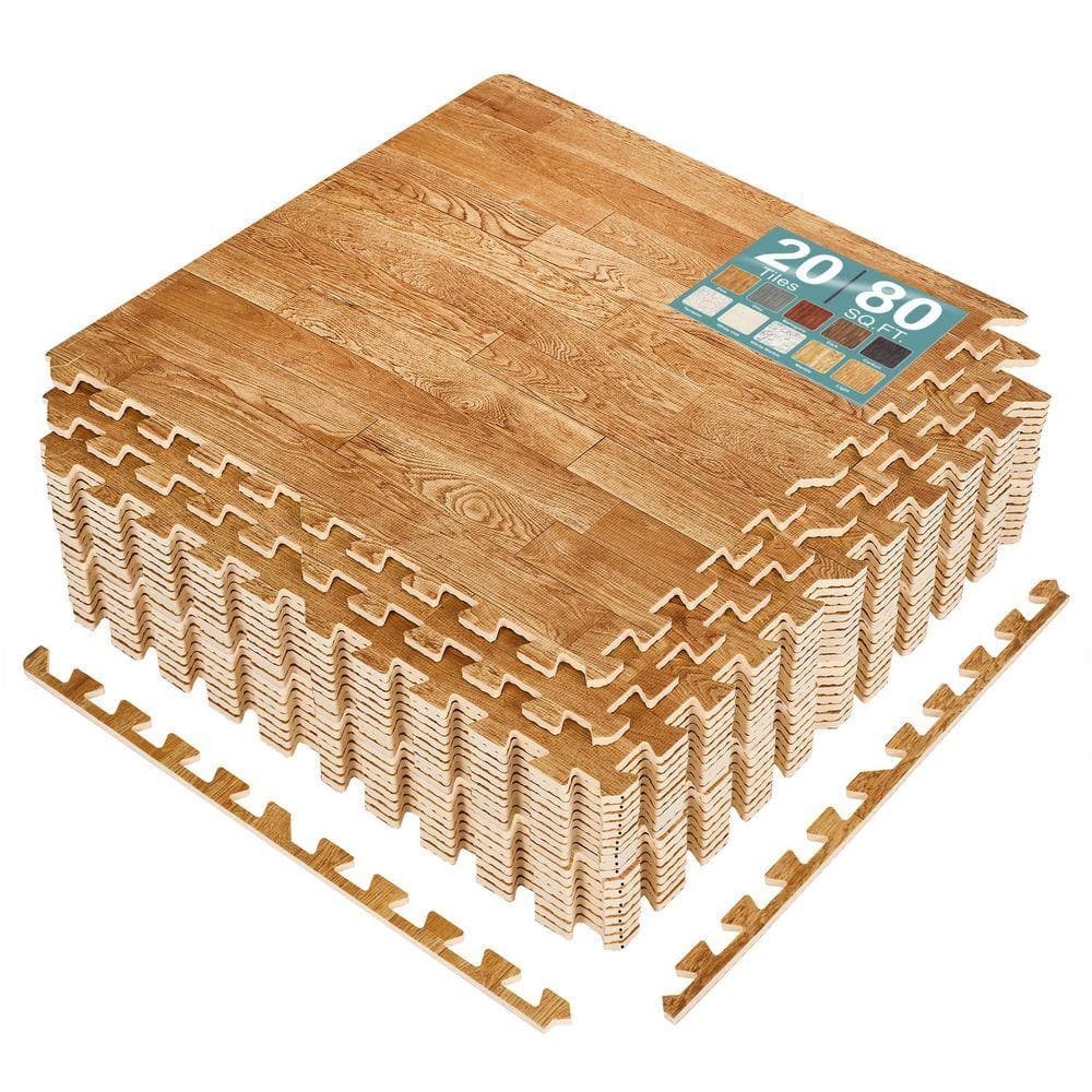 Sorbus Pine Brown Residential 24 in. x 24 in. Interlocking Carpet Tile ...