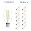 Viribright 35-Watt Equivalent B10 Dimmable E12 Candelabra Base LED Light Bulb Cool White (12 ...