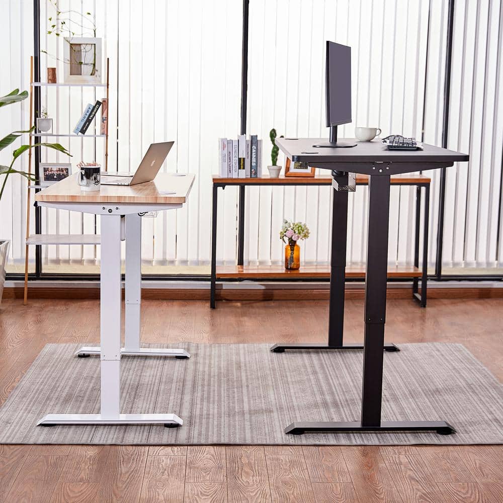Buy 48 in. Retangular Black Standing Computer Desk with Cable ...