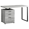 HomeRoots 48 in. Rectangular Gray/Black 3 Drawer Computer Desk with ...