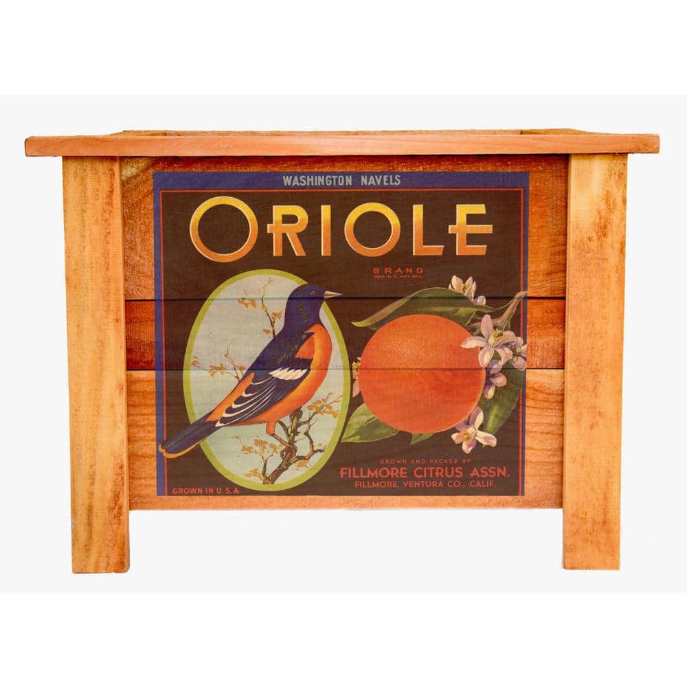 Hollis Wood Products 22 in. Cedar Wood Planter Box with Oriole Art ...