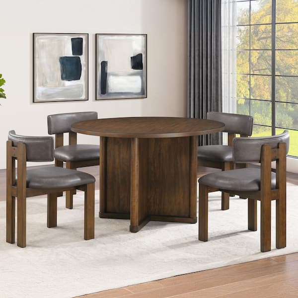 Steve Silver Cambridge 5-Piece Round Wood Dining Table Seats 4 CBR500 ...