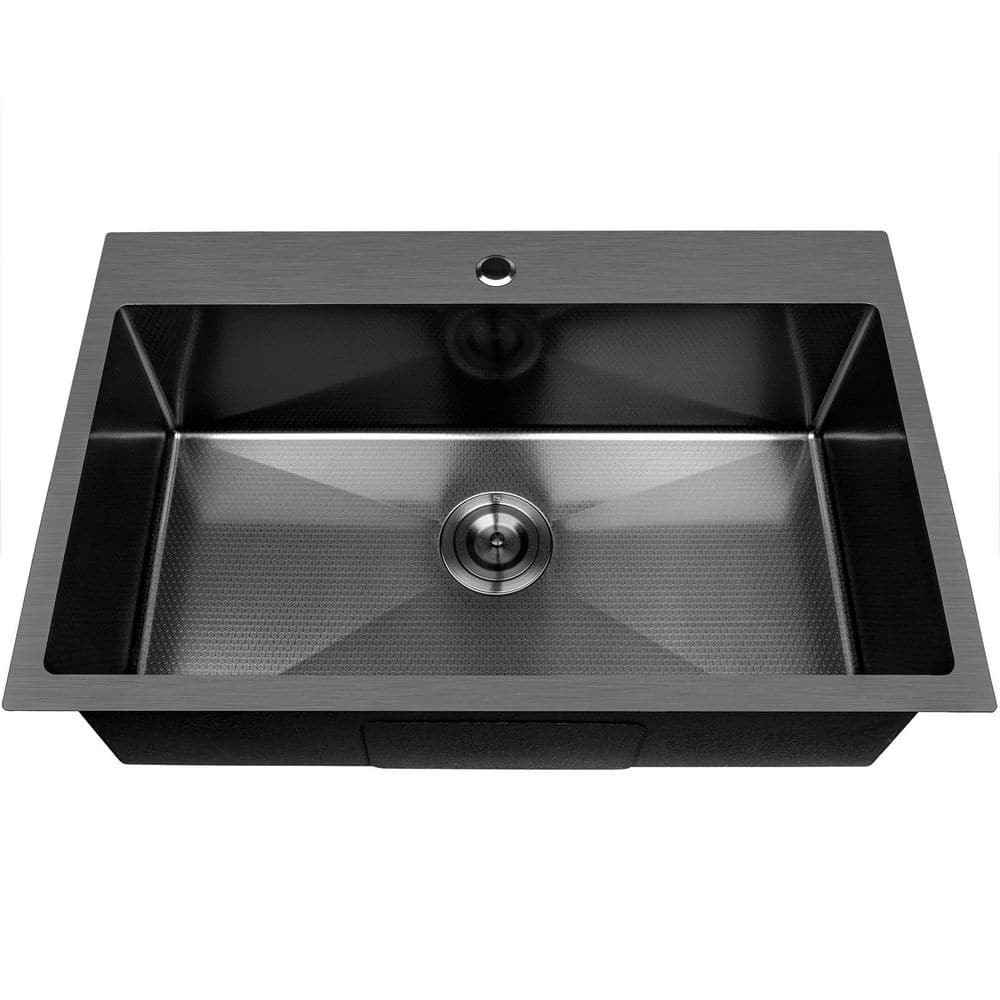 Golden Vantage HEX 33 in. Drop-in Single Bowl Gunmetal Black Stainless ...