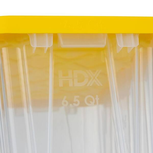HDX 6.5-Qt Tough Storage Tote in Clear with Yellow Lid 999-6QT-C-HDX ...