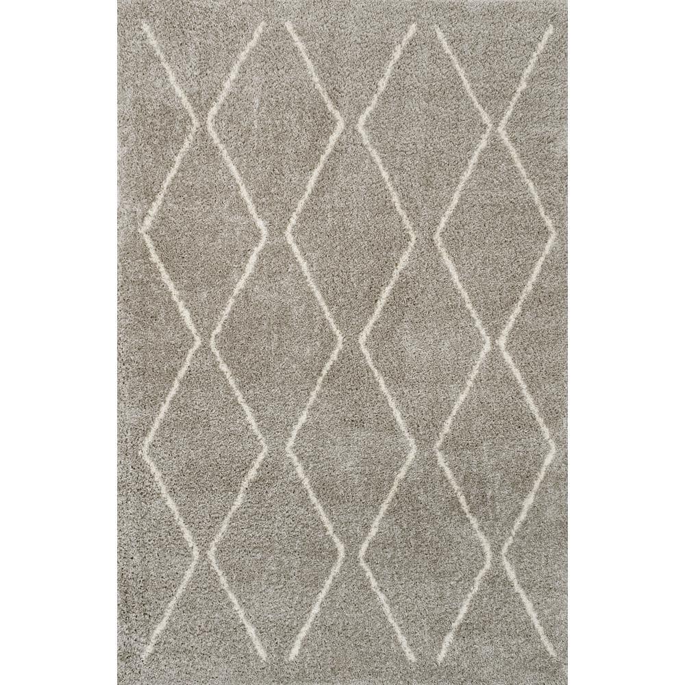 JONATHAN Y Catala Gray/Ivory 8 ft. x 10 ft. Moroccan Diamond Shag Area ...