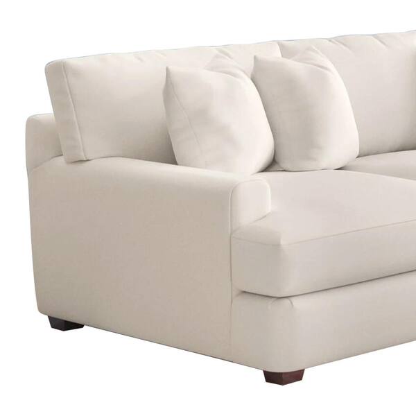 Monland 90 in. Square Arm Cotton Upholstered Rectangle Sofa With Chaise ...