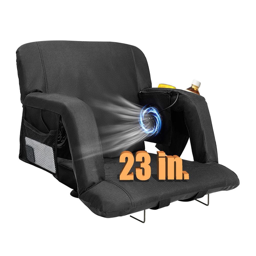 BOZTIY 23 in. W Stadium Seat with 2-Fans and 3-Cooling Speed Foldable ...