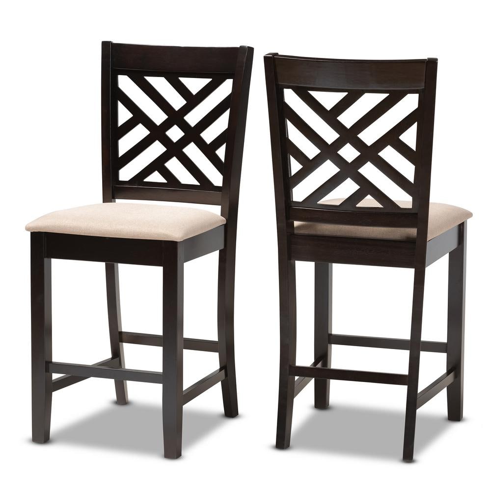 Baxton Studio Caron 43 in. Sand Brown and Espresso Bar Stool (Set of 2 ...