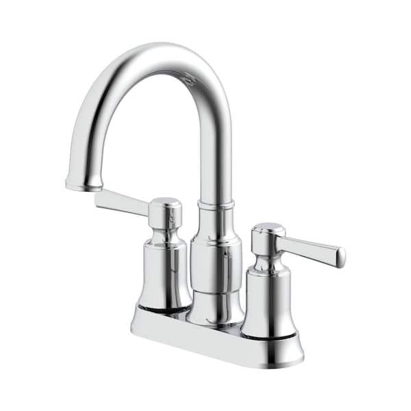 Glacier Bay Hoyt 4 in. Centerset 2-Handle Bathroom Faucet with Push ...