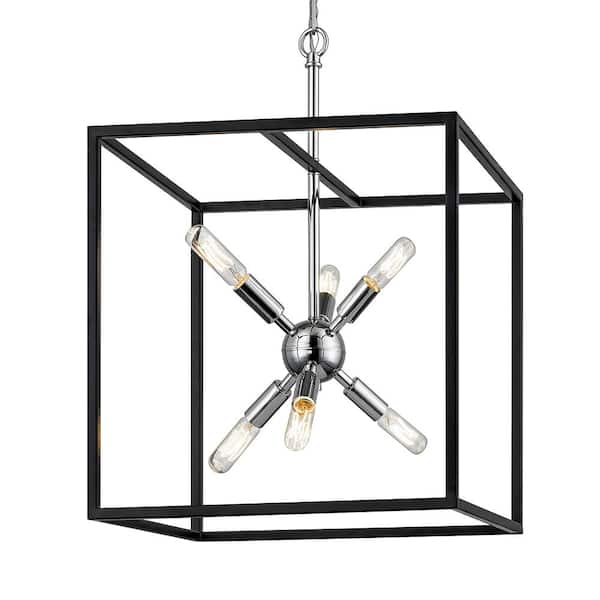 Fifth and Main Lighting Halley 16 in. 6-Light Matte Black with Polished ...