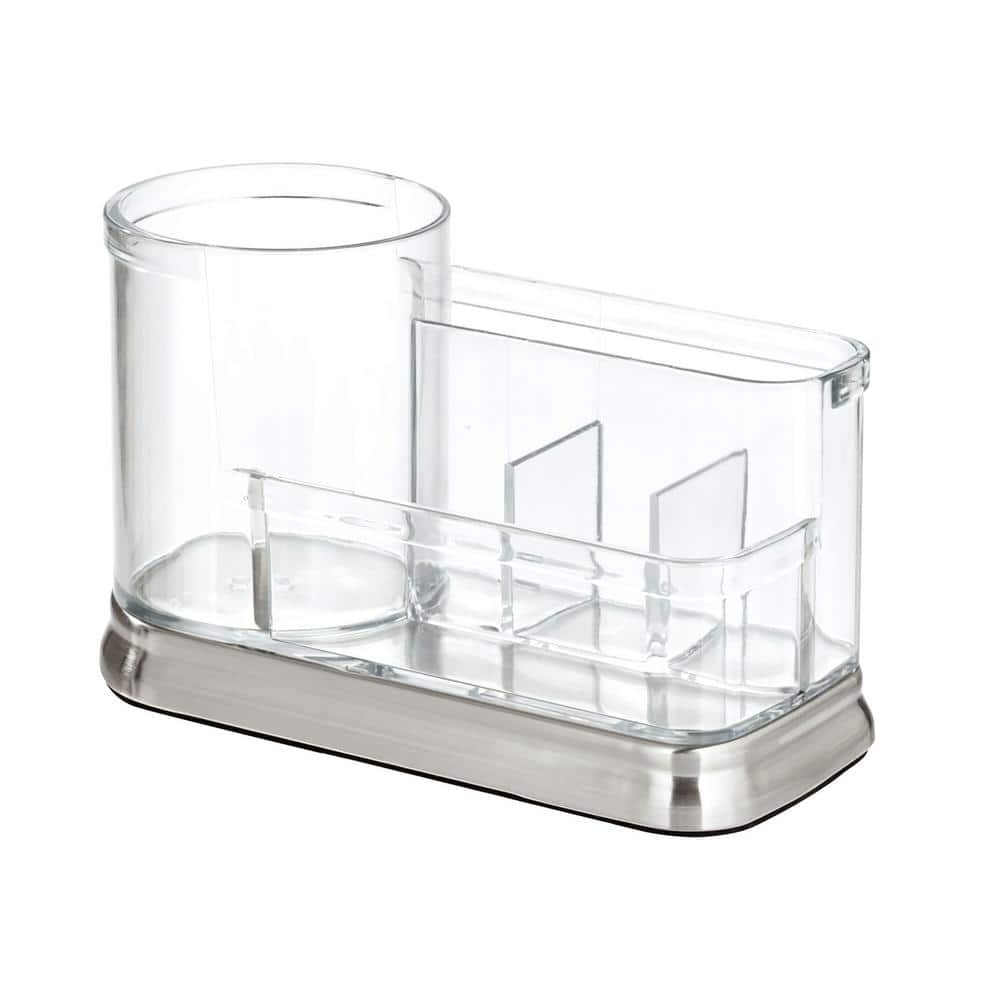 iDesign Gina 3.2 in. x 7.2 in. Five Compartment Vanity Center in Clear/Brushed 29649CC - The ...