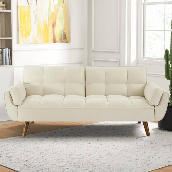 WONDER COMFORT 33 in. Beige Linen Twin Size Futon Sofa Bed, Convertible ...