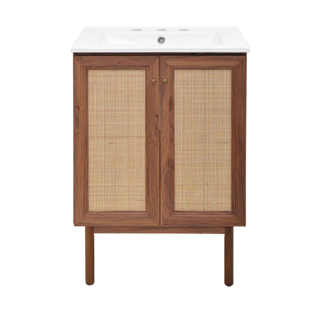 Have a question about Swiss Madison Classe 24 in. Bathroom Vanity in Brown Oak with White, 3 ...