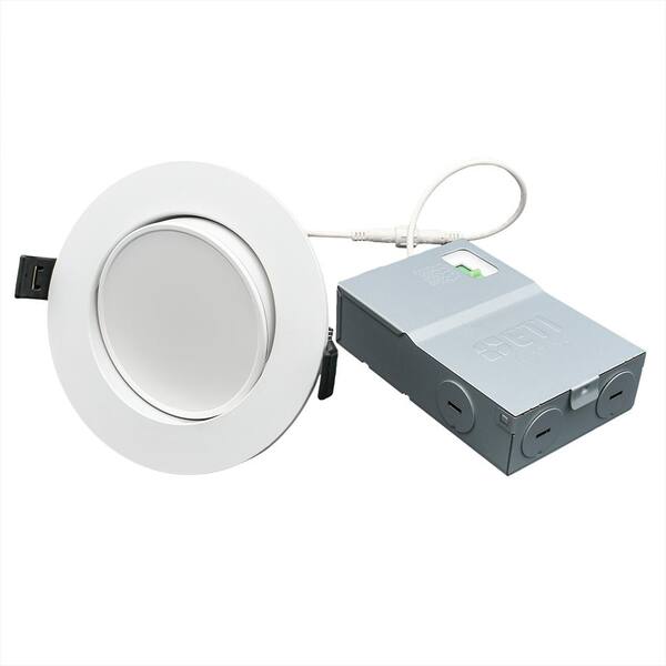 ETI LIGHTING Altair 4 in. Gimbal Canless Downlight Integrated Recessed Light Trim 650 Lumens 8 ...