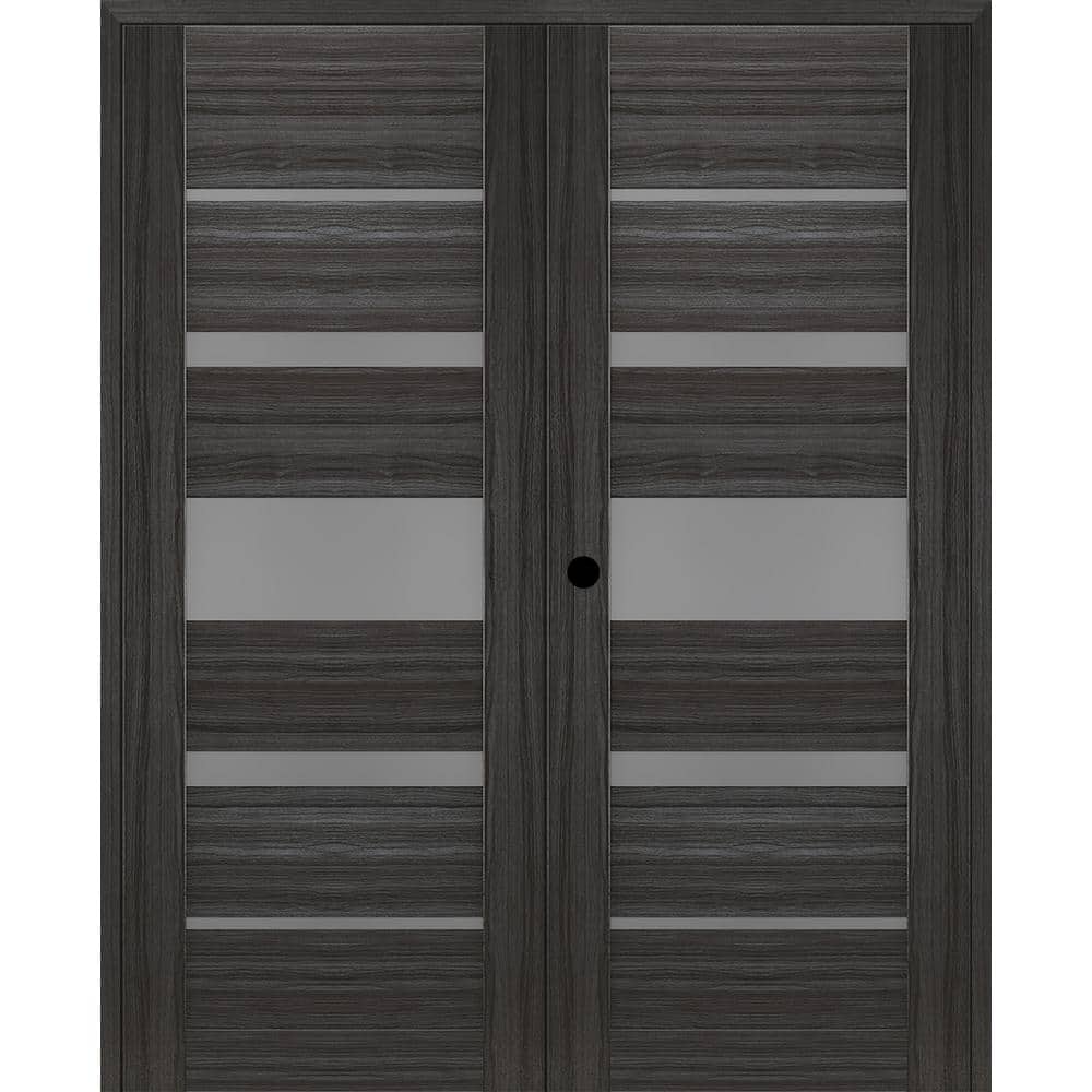 Belldinni Kina 56 in. x 84 in. Right Hand Active 5-Lite Gray Oak Wood Composite Double Prehung ...
