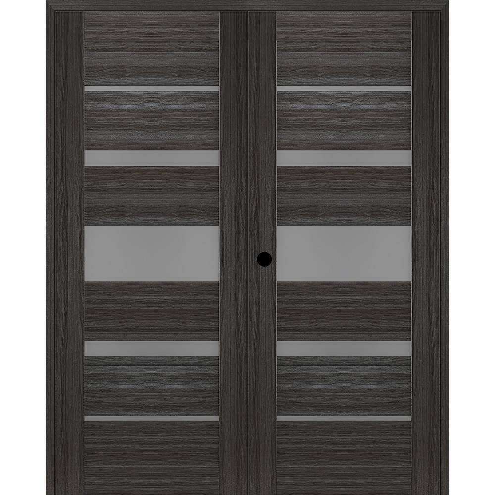 Belldinni Kina 64 in. x 80 in. Right Hand Active 5-Lite Gray Oak Wood ...