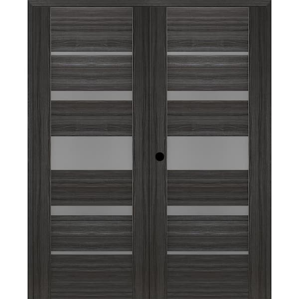 Belldinni Kina 56 in. x 80 in. Right Hand Active 5-Lite Gray Oak Wood ...