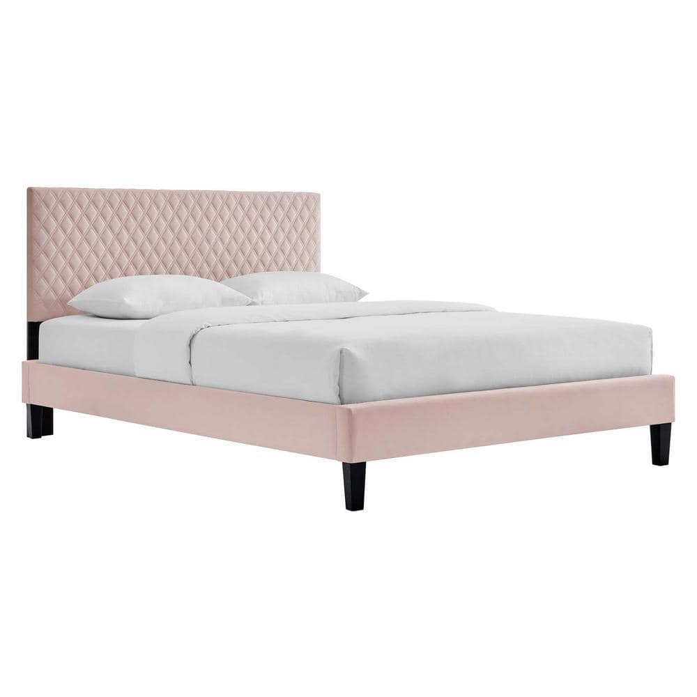 Modway Garcelle Performance Velvet Twin Platform Bed in Pink MOD-7044 ...