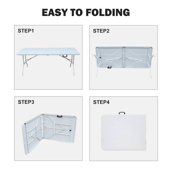 70.87 in. W Portable Folding Table with Hand Grip for Picnic Camping Garden Dinner Party Stable Reliable Versatile