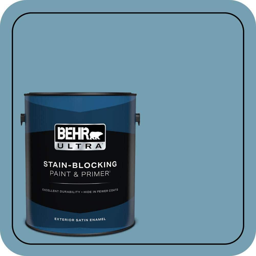 BEHR ULTRA 1 gal. #S480-4 Saga Blue Satin Enamel Exterior Paint ...