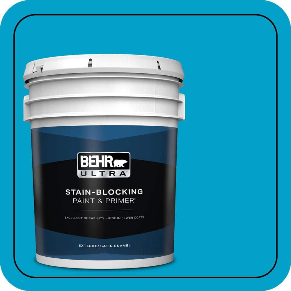 BEHR ULTRA 5 gal. #P490-5 Yucatan Satin Enamel Exterior Paint & Primer ...