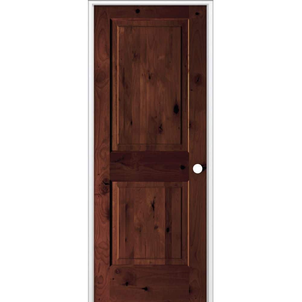 Krosswood Doors 30 in. x 80 in. Rustic Knotty Alder 2-Panel Square Left ...