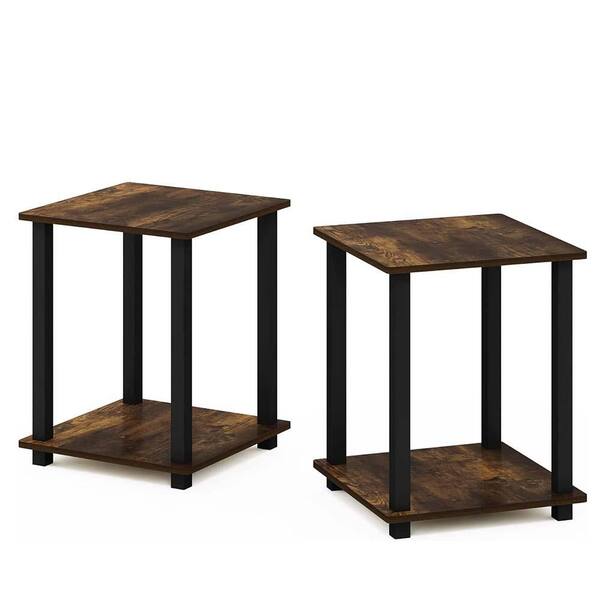 Simplistic Set of 2 End Table, 2-Pack, Amber Pine/Black HDB09VMZRKCQ ...