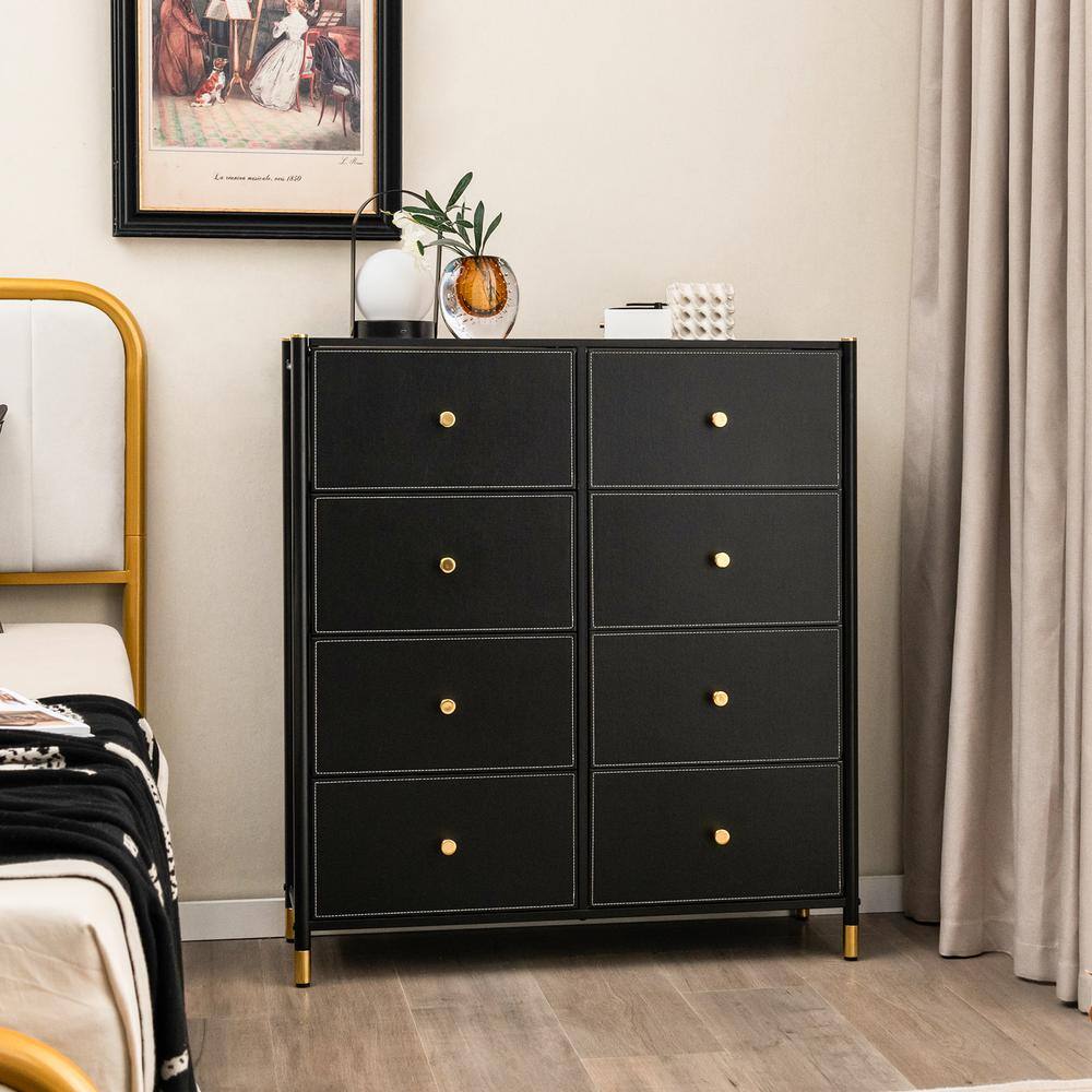 Costway Chest of Drawers 8-Drawer 35 in. W Fabric Dresser Tower Storage ...