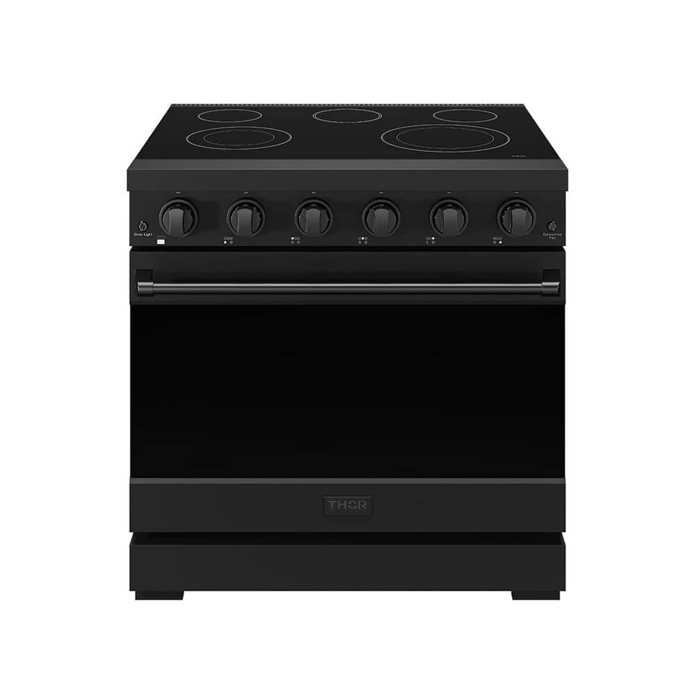 Thor Kitchen 36 in. 5 Burners Professional Electric Range In Black with ...