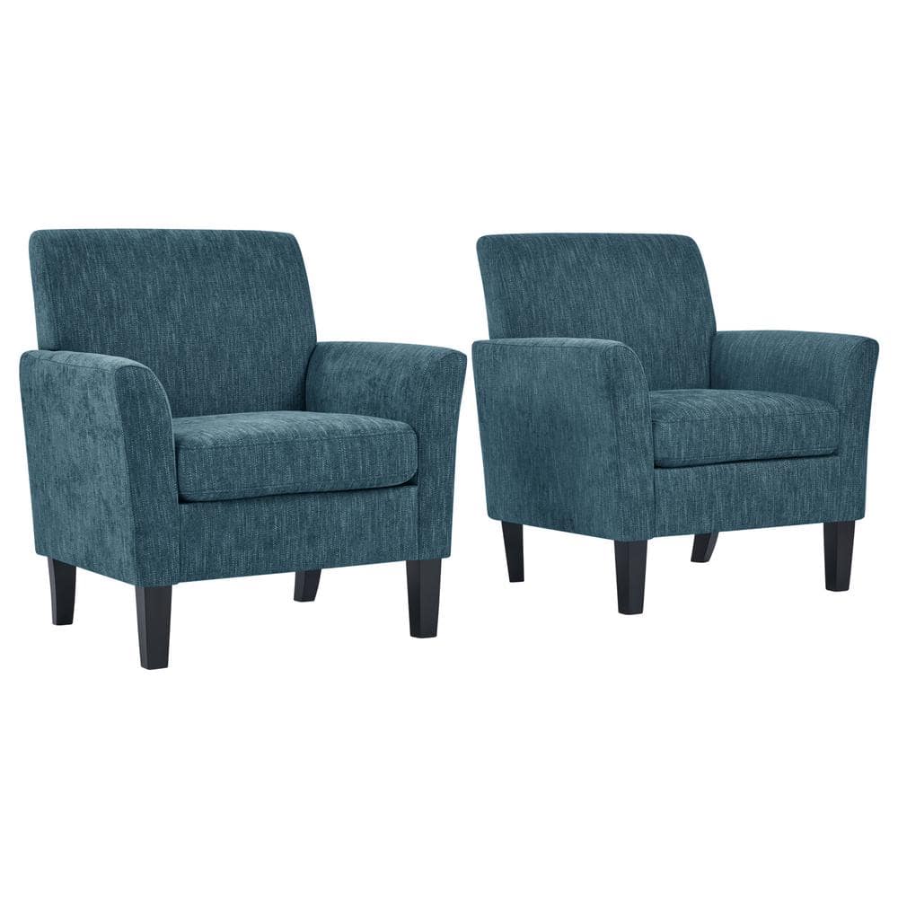 Handy Living Caribbean Blue Herringbone Maritza Flared Arm Upholstered ...