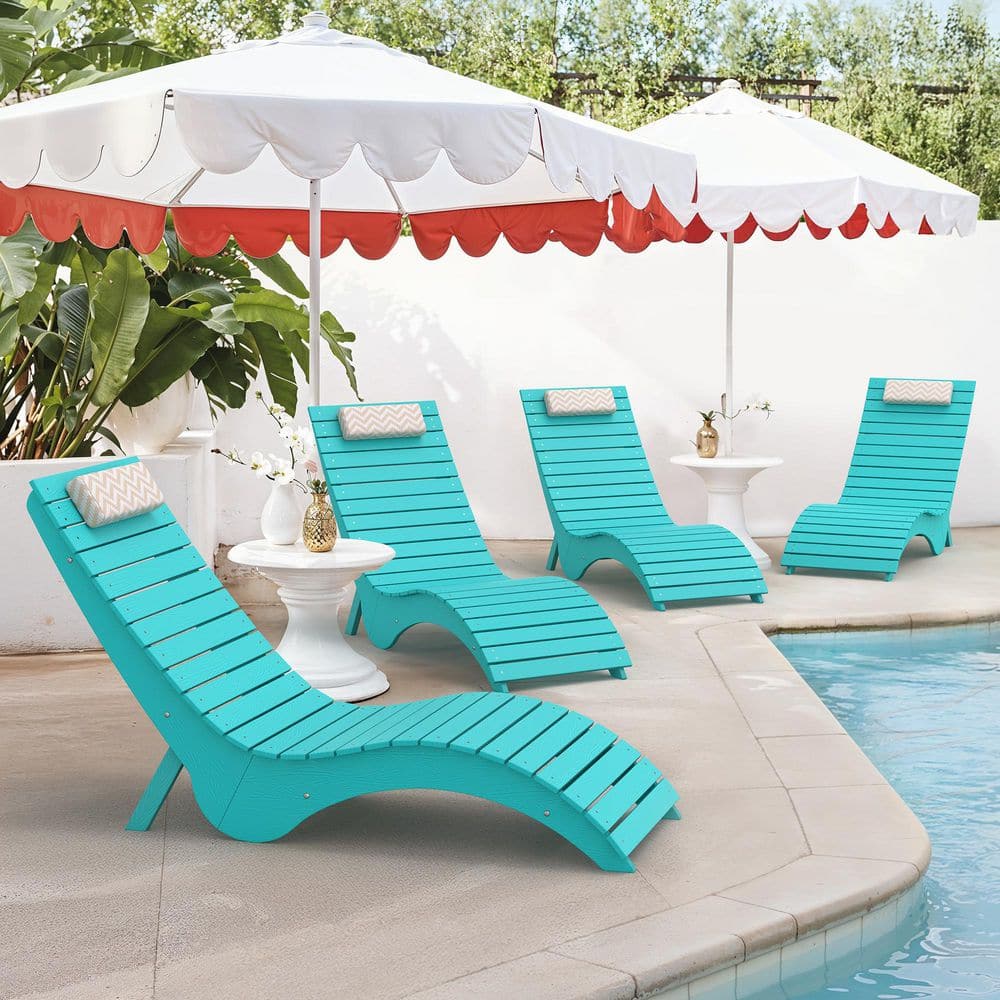 Hotormer Salina Premium Recycled Plastic Blue Outdoor Chaise Lounges ...