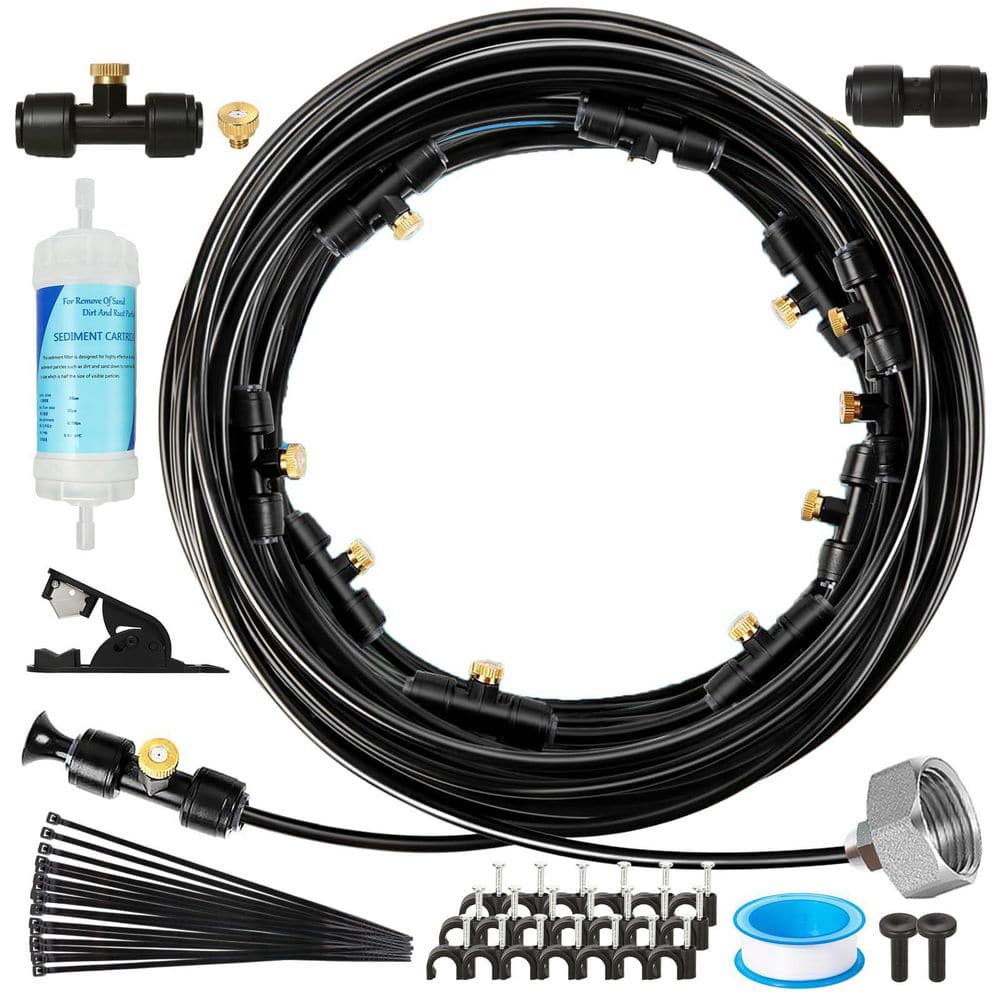 Justincity 50 ft. Outdoor Patio Garden Misting System with 17 Brass ...