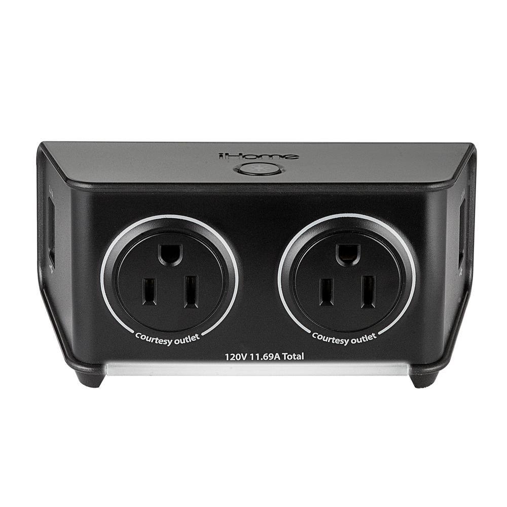 iHome 2 AC-Outlets and 2 USB Ports Dual Charging Power Plug Hi10B12SL ...