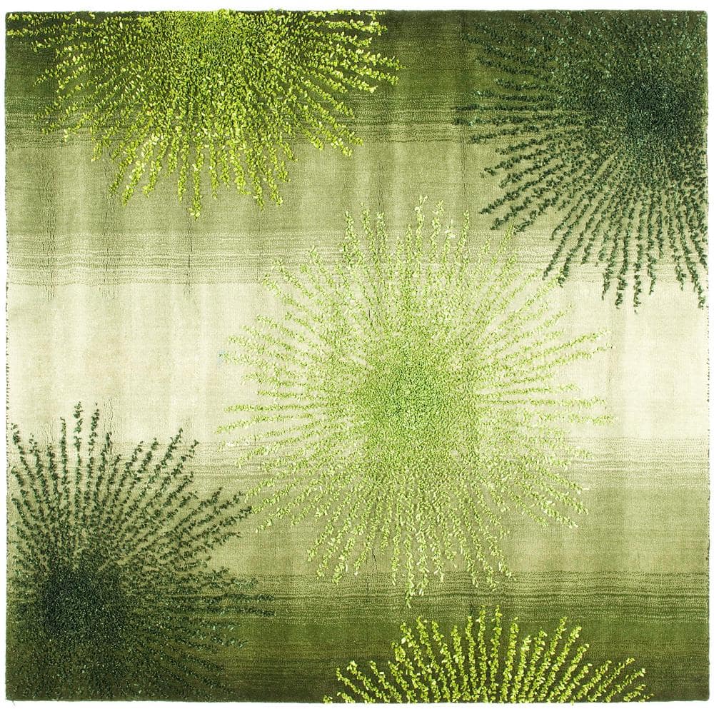 SAFAVIEH Soho Green/Multi Wool 6 ft. x 6 ft. Square Floral Area Rug ...